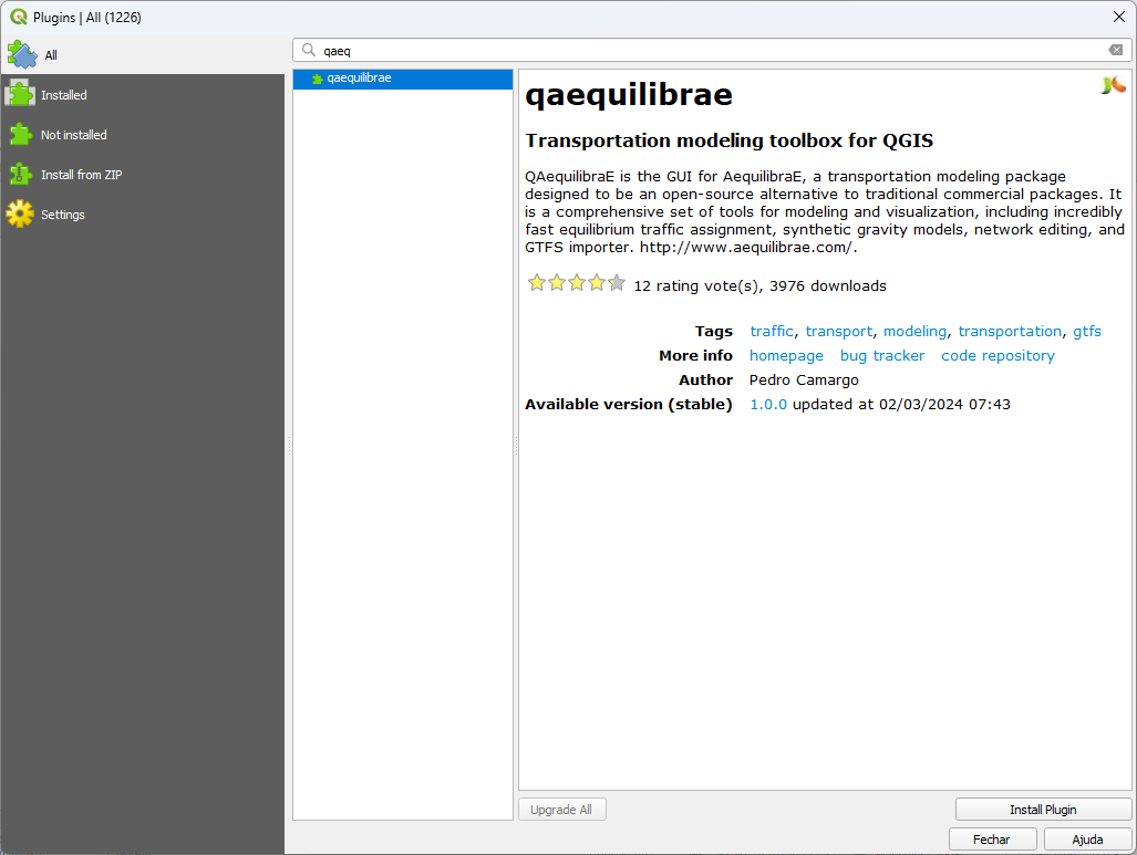 Getting Started — AequilibraE for QGIS Getting Started — AequilibraE for QGIS
